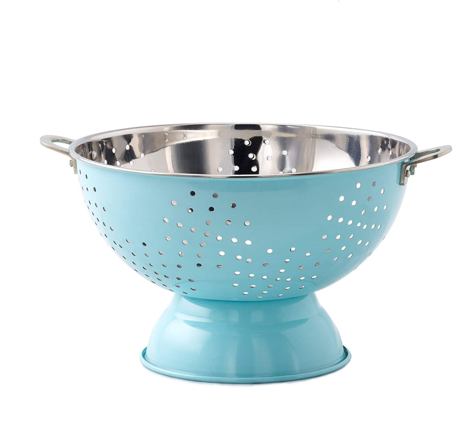 nu steel Aqua Blue 9" Colander With Handles - Modern - Colanders And ...