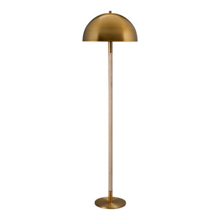 Contemporary Classic Brass Metal Dome Shade Floor Lamp 58 in Wood Gold ...