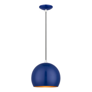 Piedmont 1-Light Shiny Cobalt Blue Globe Pendant - Contemporary ...