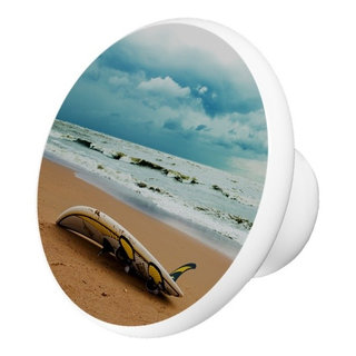 Surfboard On Beach Ceramic Cabinet Drawer Knob - Beach Style - Cabinet ...