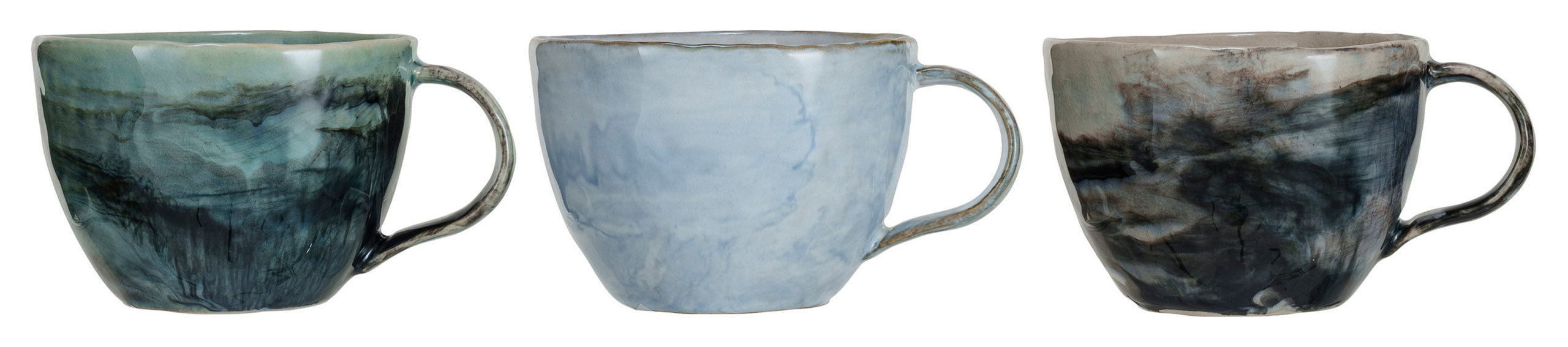 Stoneware Mug with Marble Finish and Various Colors, Multicolor, Set of ...