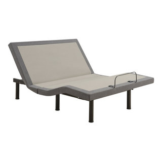 Modern Adjustable Bed, Gray Fabric Upholstery and Dual Massage Function ...