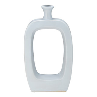 Ceramic 14" Vase, Cutout, Blue, 8x3x14 inches - Contemporary - Vases ...