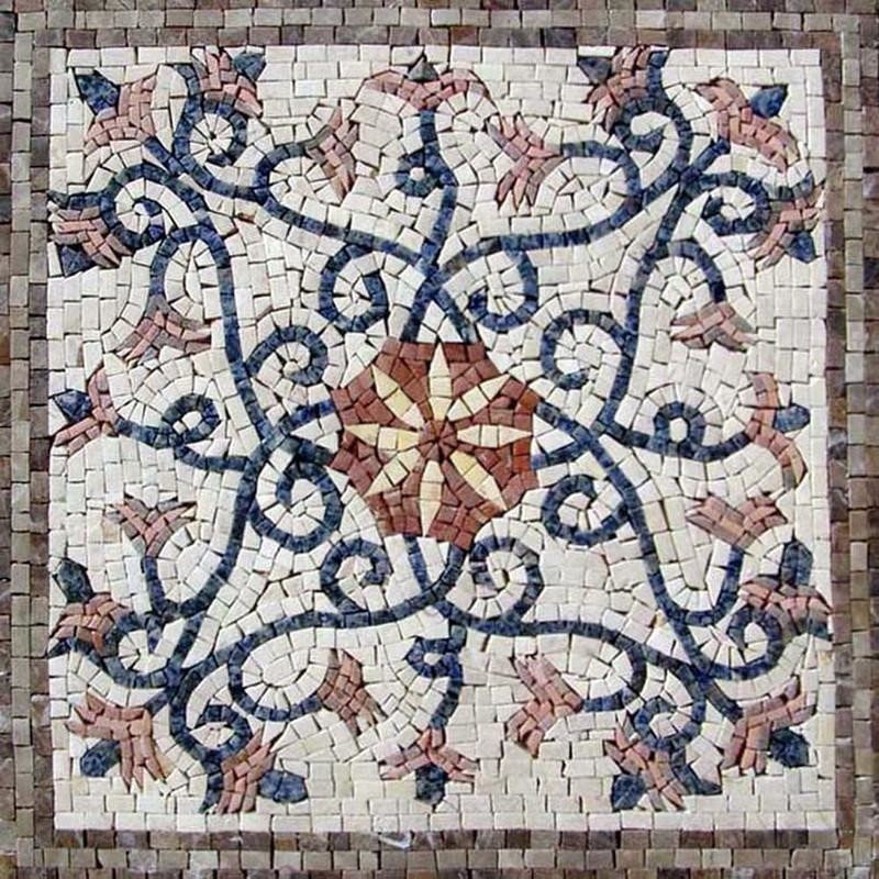 Fade Floral Marble Mosaic, Marcelina, 35" x 35" - Mediterranean - Tile ...