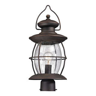 Village Lantern 1-Light Outdoor Post Light, Weathered Charcoal - Beach ...