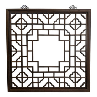 Asian Window Square Carved Panel, 34" - Asian - Wall Accents - by ...