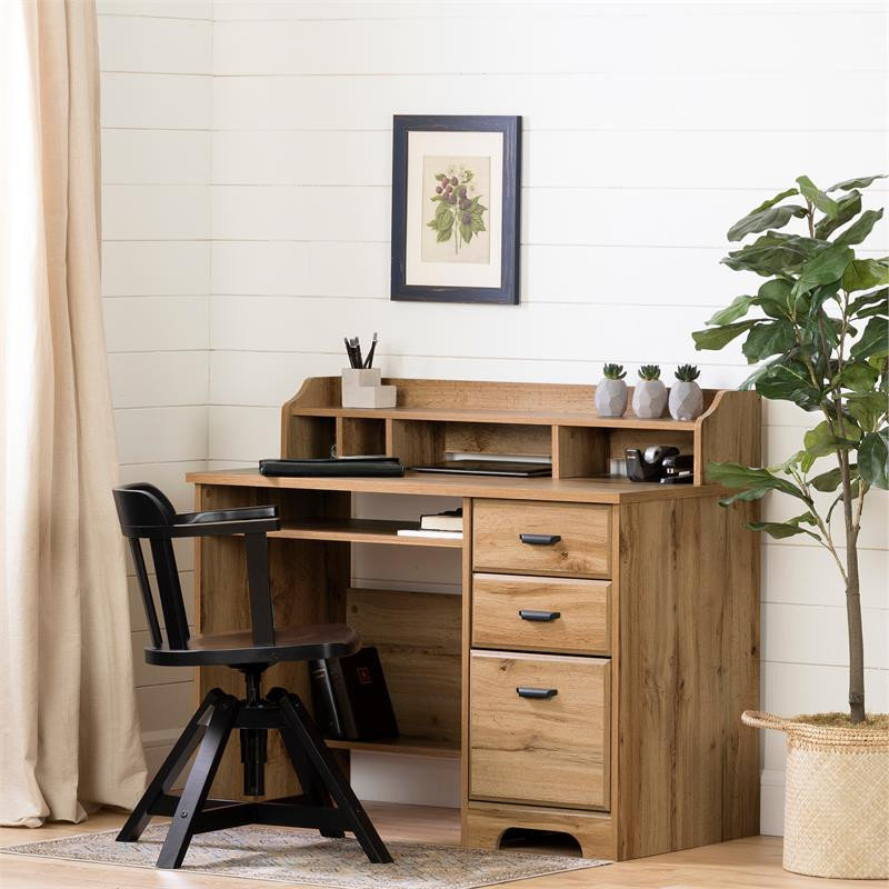 Versa Computer Desk with Hutch-Nordik Oak-South Shore - Transitional ...