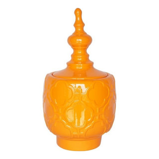 Sagebrook Home 7" Modern Ceramic Decorative Covered Jar, Orange, 8 ...