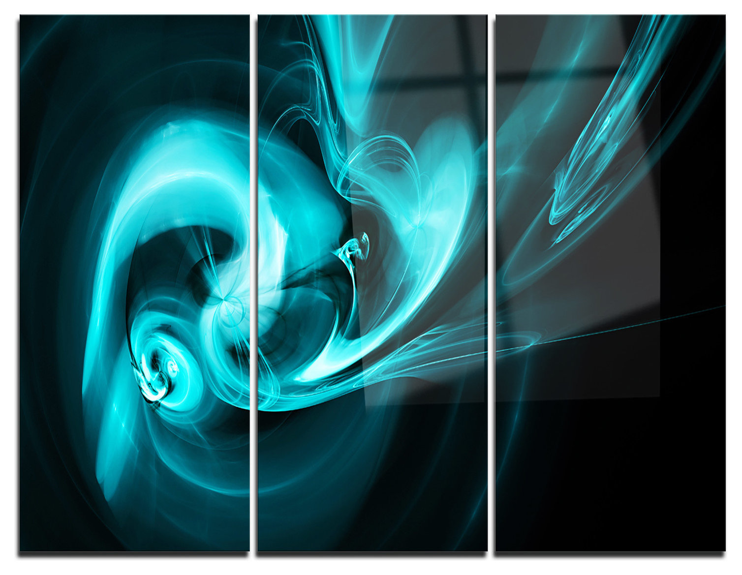 "Blue Colored Smoke Pattern" Digital Metal Wall Art, 3 Panels, 36"x28 ...