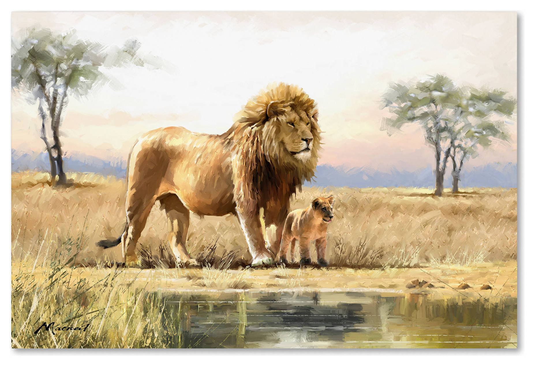 The Macneil Studio 'Lion' Canvas Art, 19"x12" - Contemporary - Prints ...
