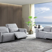 Divani Casa Bode Modern Grey Fabric Sofa With 2 Recliners ...