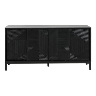 GDF Studio Mavis MDF Accent Cabinet With Sliding Doors, Black - Modern ...