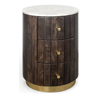 Lenox 16" Round Wood and Stone Side Table - Contemporary - Side Tables ...