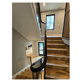 115_Stunning Continuous Rail System on 3 Story Floating Stairs ...