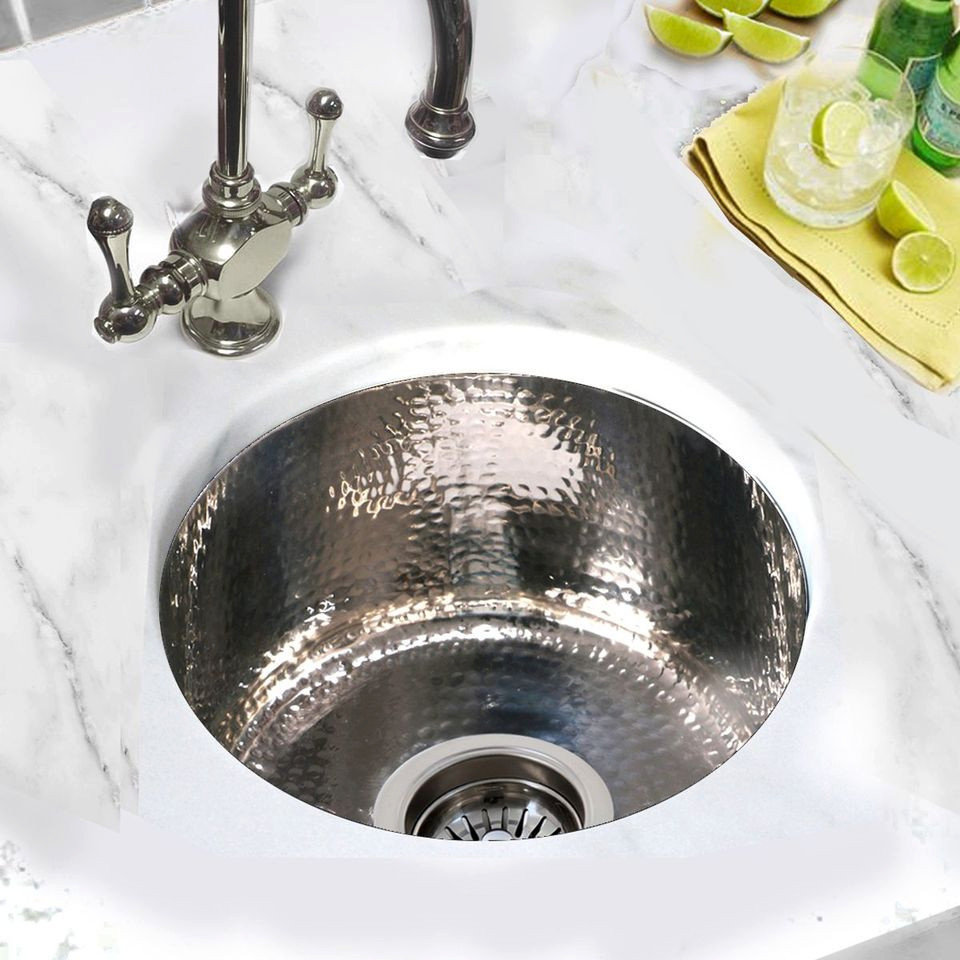 Nantucket RS15-SS 15-Inch Hand Hammered Round Stainless Steel Bar Sink ...
