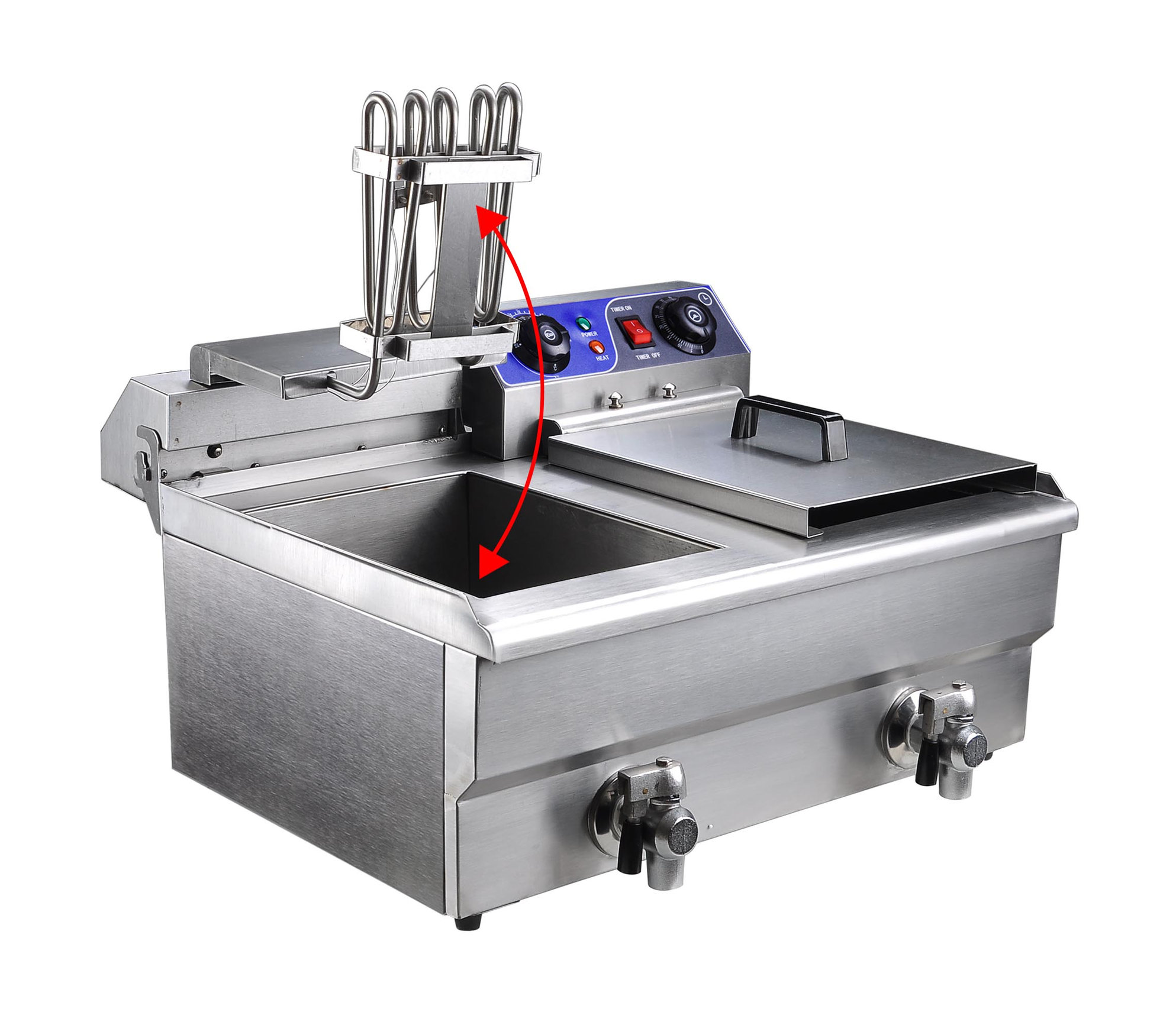 20L Electric Deep Fryer, Timer and Drain Dual Tank Stainless Steel ...