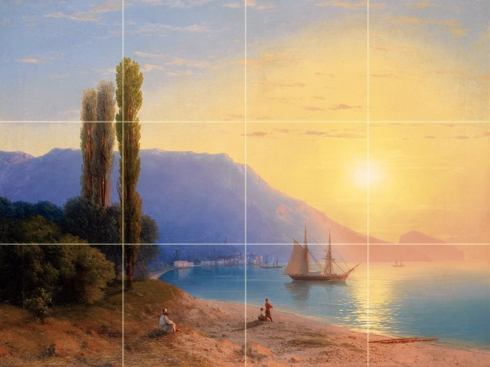 Tile Mural Sunset Over Yalta Backsplash, 6" Ceramic, Matte - Beach ...