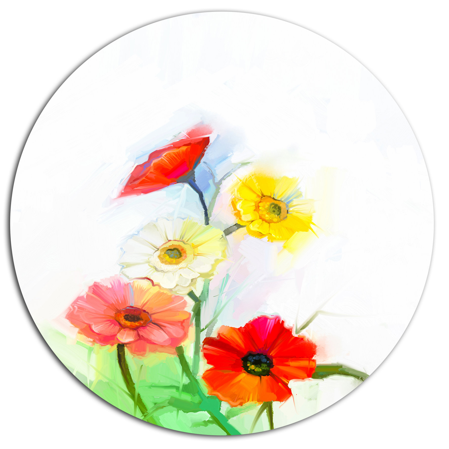 Still Life Colored Gerbera Flowers, Floral Disc Metal Artwork, Disc of ...
