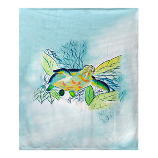 Smiling Sea Turtle Fleece Throw - Contemporary - Blankets - by Bison ...