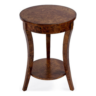 Bowery Hill Traditional Round Burl Wood 18"W Side Table - Light Brown ...