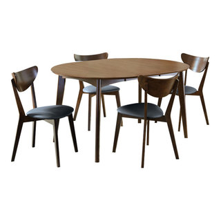 Jedda 5-piece Dining Room Set Dark Walnut and Black - Midcentury - Dining Sets - by Modon | Houzz
