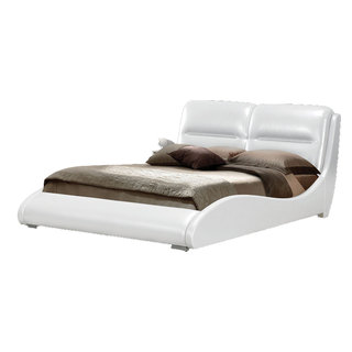 King Bed, White PU Bycast PU, CAFR Foam, MDF White PU - Contemporary ...