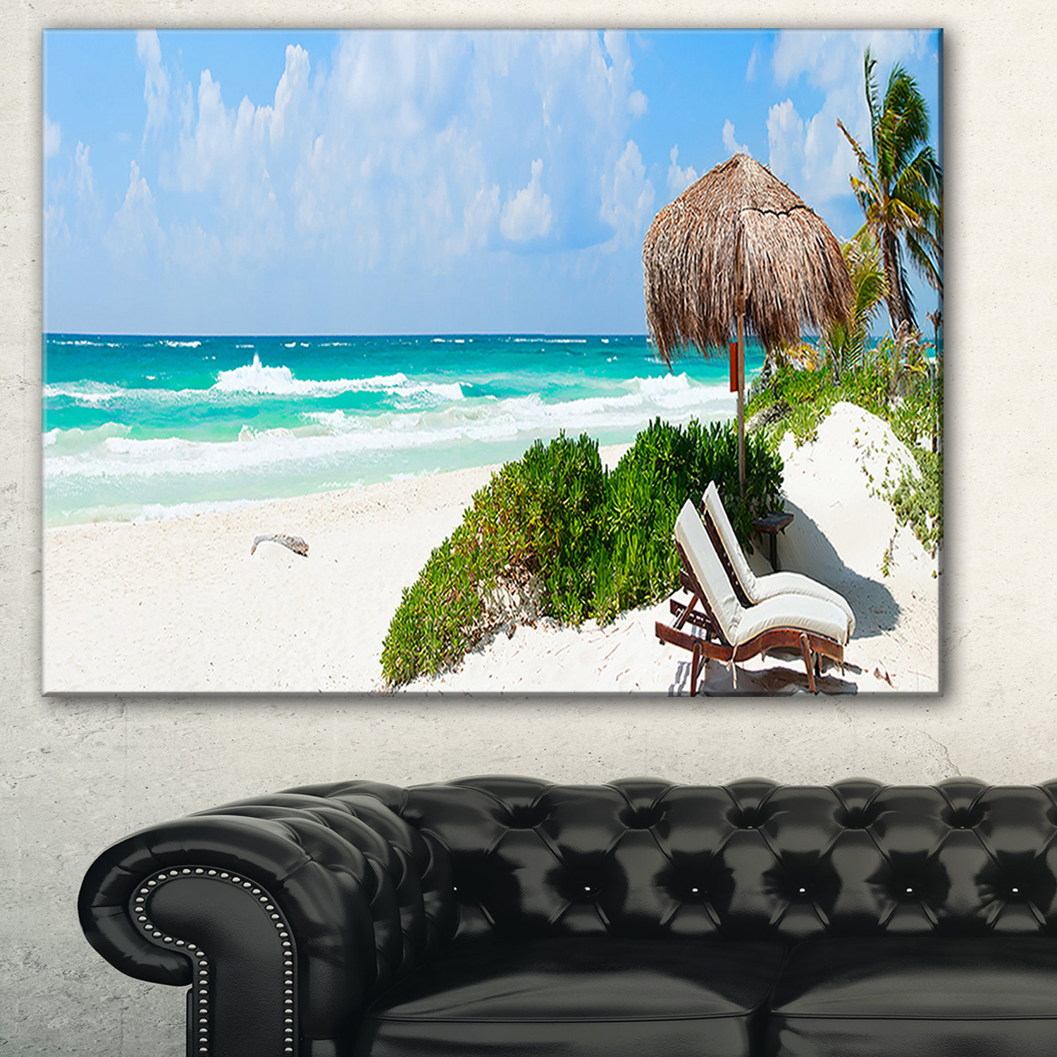 "Calm Caribbean Beach" Panorama Photo Landscape Canvas Print, 32"x16" - Tropical - Prints And ...