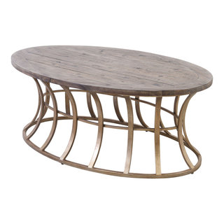 ELK Home 164-007 Meditation Coffee Table, Soft Gold and Solid Gray Pine ...