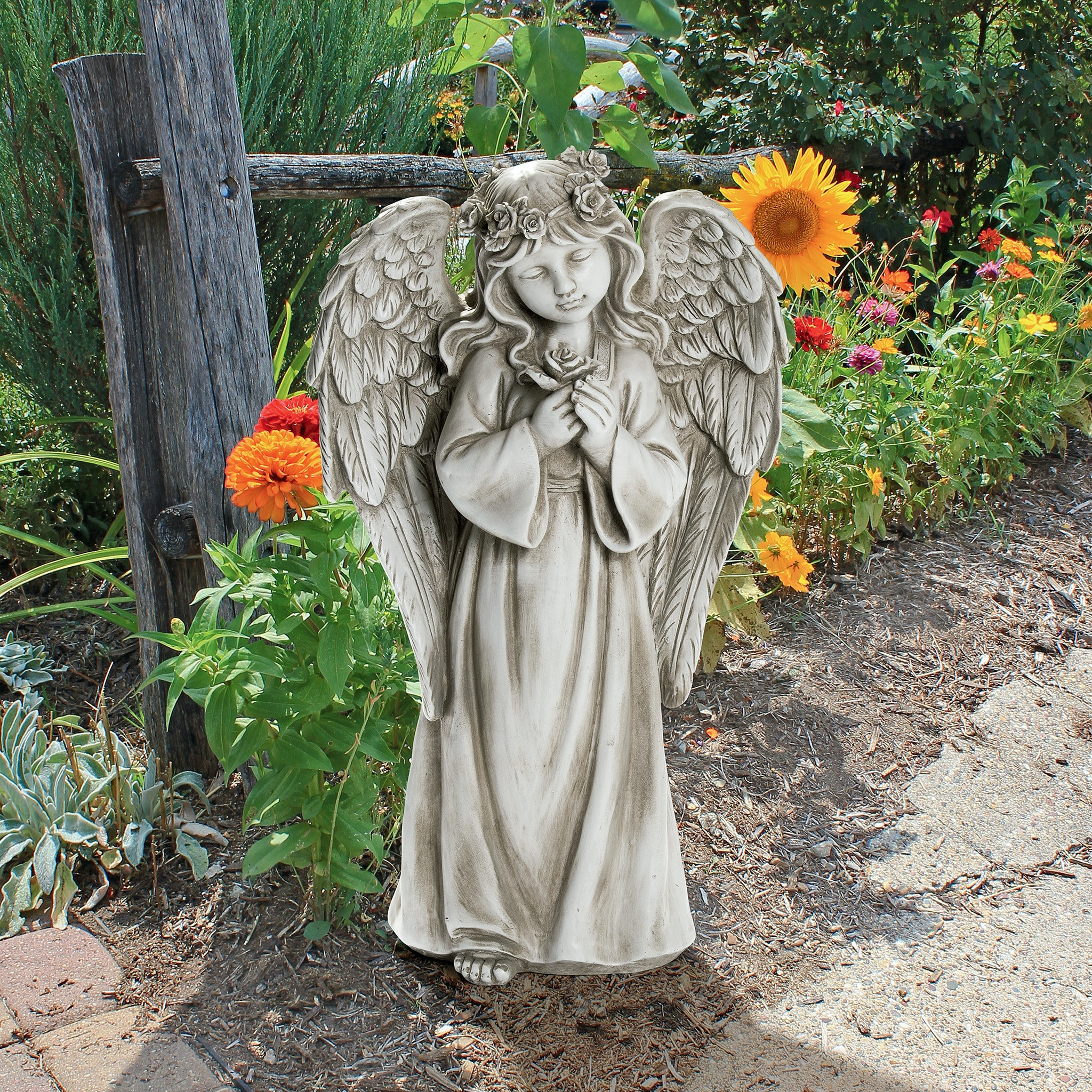 Divine Messenger Angel Statue - Traditional - Garden Statues And Yard ...