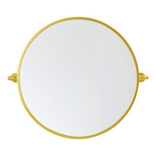 Elegant D _cor Round Pivot Mirror 24" in Silver - Contemporary ...