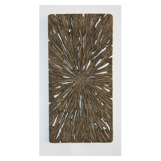 Rectangle Rotten Wood Sandstone Wall Decor with Cut Out, Large, Oak ...