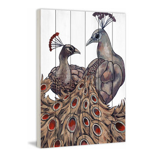 "Peacock Partner II" Painting Print on White Wood, 40"x60 ...