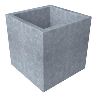 Fern Series Poly Stone Planter 12 Cube in Grey - Contemporary - Indoor ...