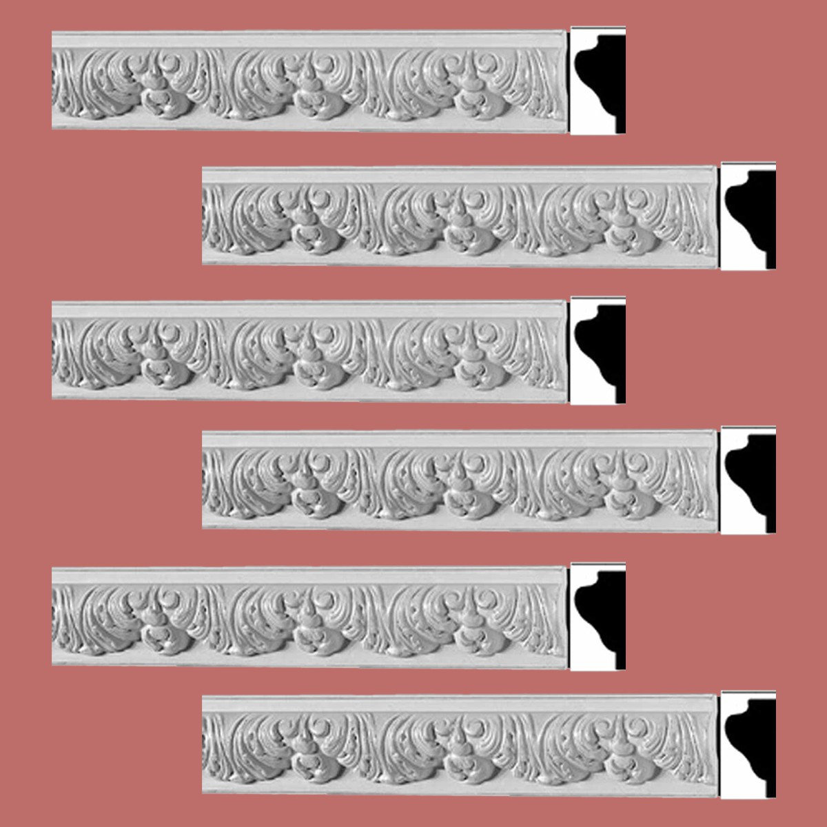 Ornate Cornice White Urethane Bebel Design 6 Pieces Totaling 471.75 ...