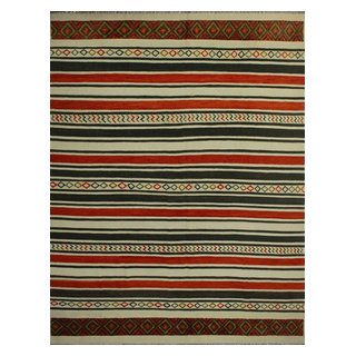 High-Low Kilim Leonidas Ivory Rug, 10'0 x 12'11 - Southwestern - Area ...