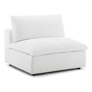Pemberly Row Modern Down Filled Overstuffed Armless Chair in White ...