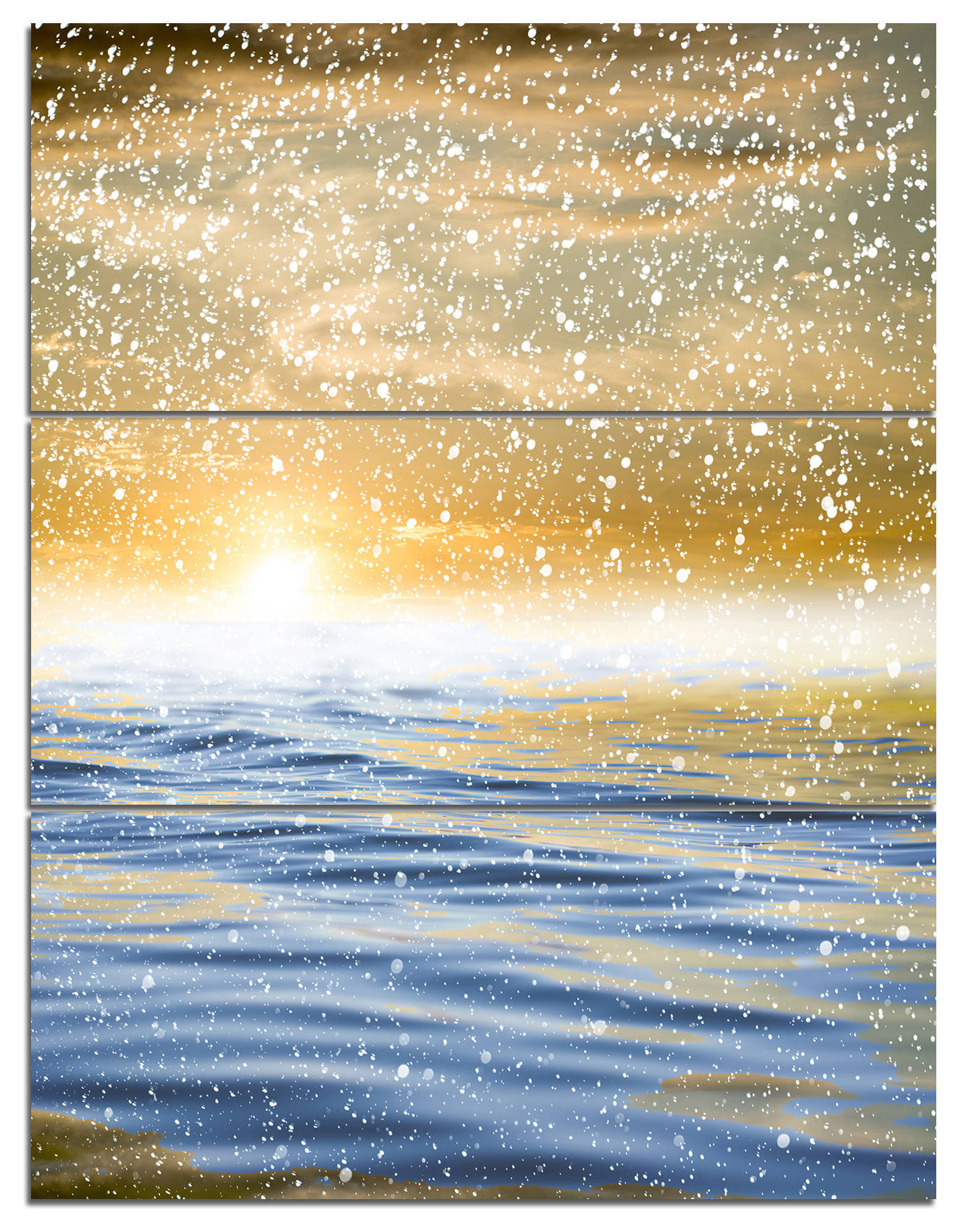 "Sunset Over the Sea With Snow" Skyscape Photo Wall Art, 3 Panels, 28 ...