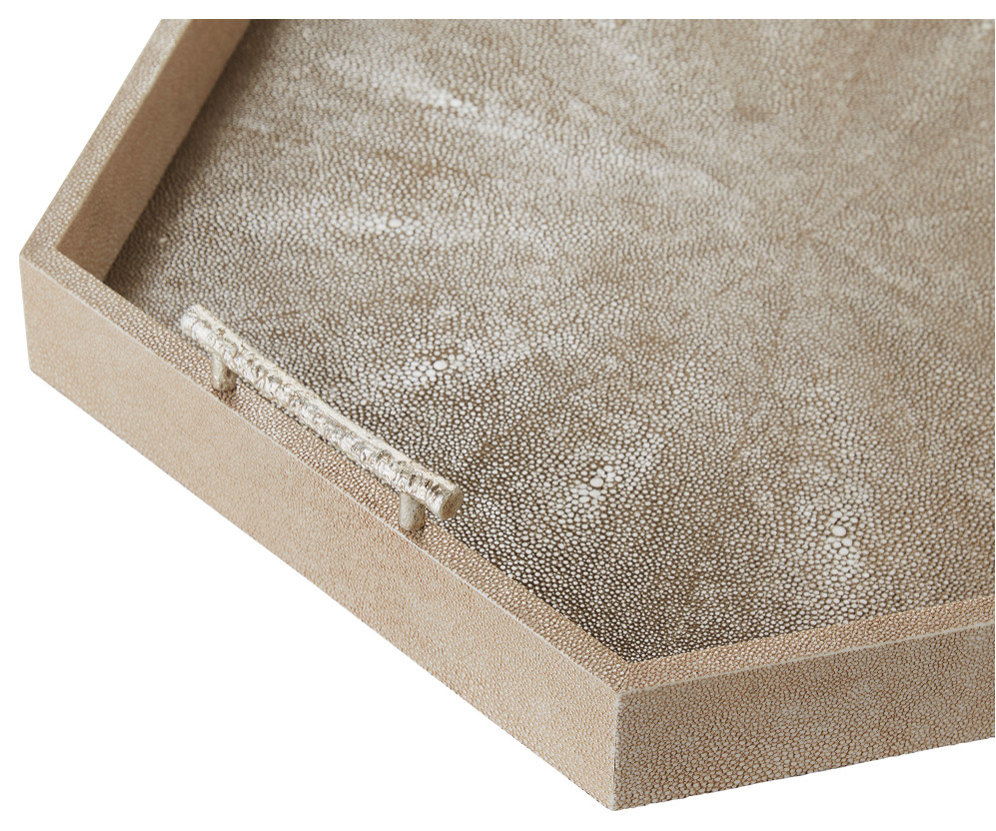 Cream Shagreen Hexagonal Tray | Andrew Martin Cosima - Contemporary ...