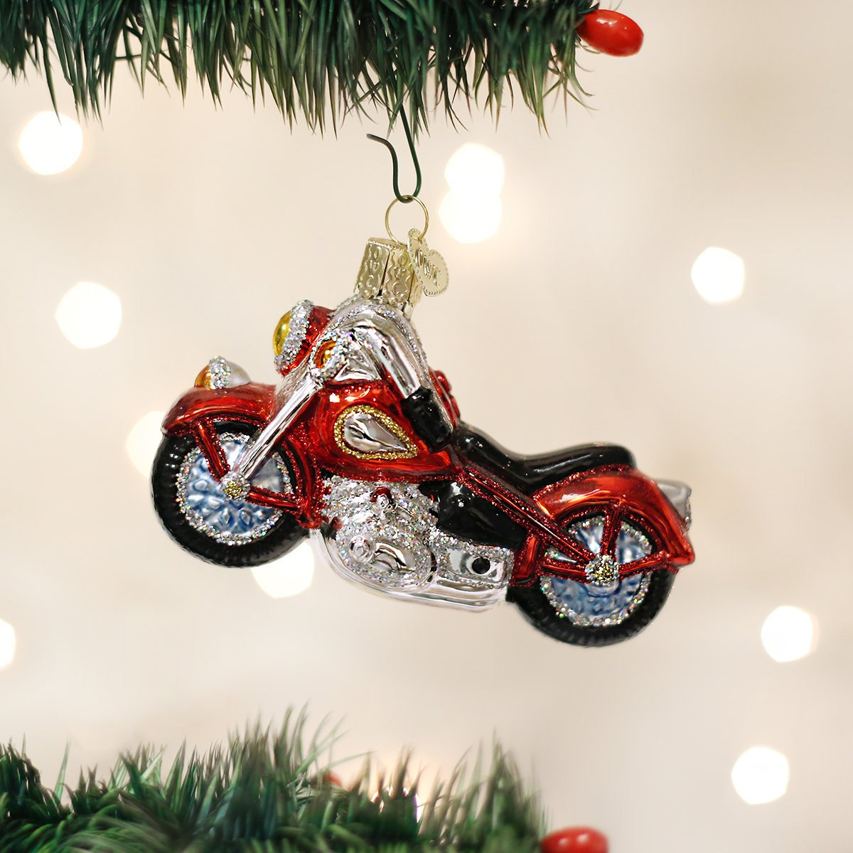 Old World Christmas Motorcycle Glass Blown Ornament - Traditional ...