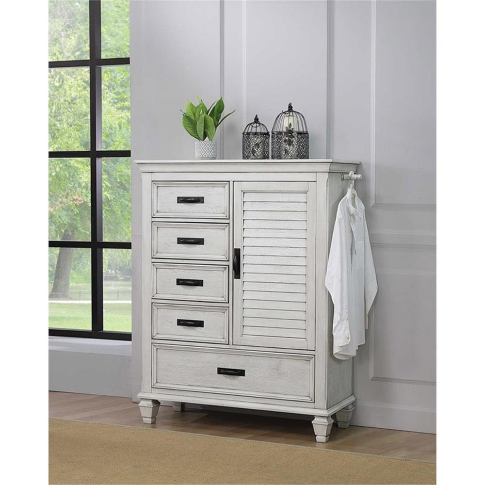 Coaster Franco 5-drawer Farmhouse Wood Door Chest in Antique White ...