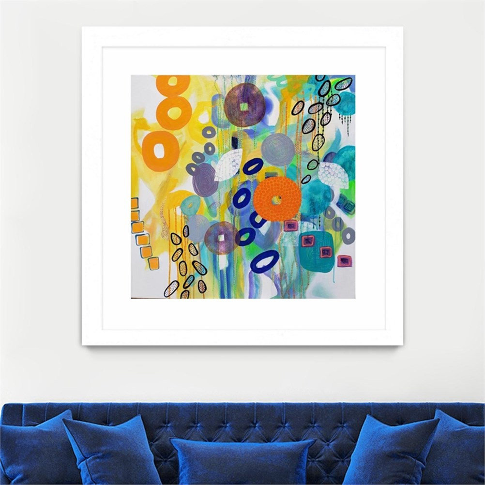 Giant Art 30x30 Abstract distraction 14 Matted and Framed in Yellow ...