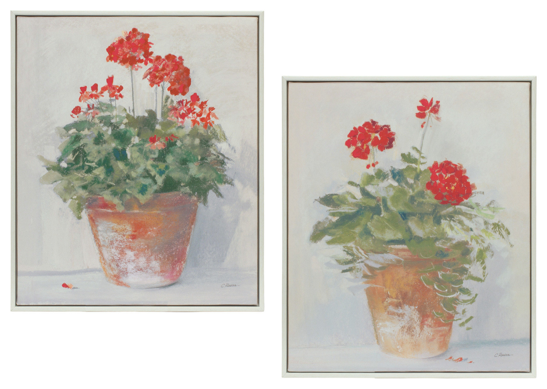 Framed Potted Geranium Print, 2-Piece Set - Farmhouse - Prints And ...
