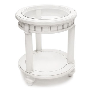 Monaco Round End Table With Pelican Insert, White - Contemporary - Side ...