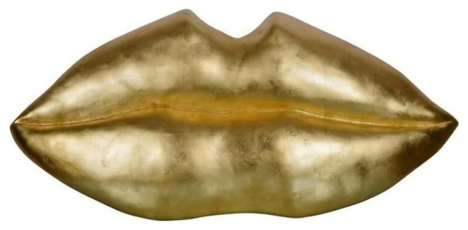 Polyresin Golden Lip Sculpture - Contemporary - Wall Accents - by AFB ...