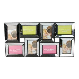 27.5" Black Trimmed Glass Encased Photo Frame Collage Wall Decoration ...