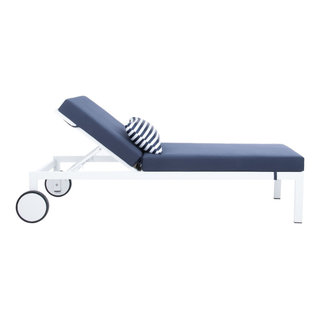 Safavieh Outdoor Yves Sun Lounger Navy/White, #N/A - Contemporary ...