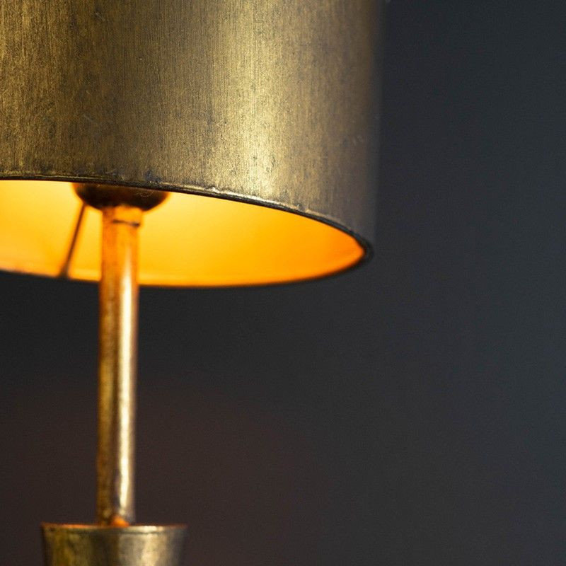 Slim Distressed Gold Tall Metal Shade Floor Lamp 61 in Round Buffet ...