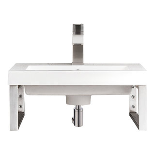 Two Boston 15 1/4" Wall Brackets, Brushed Nickel W/20" White Glossy ...