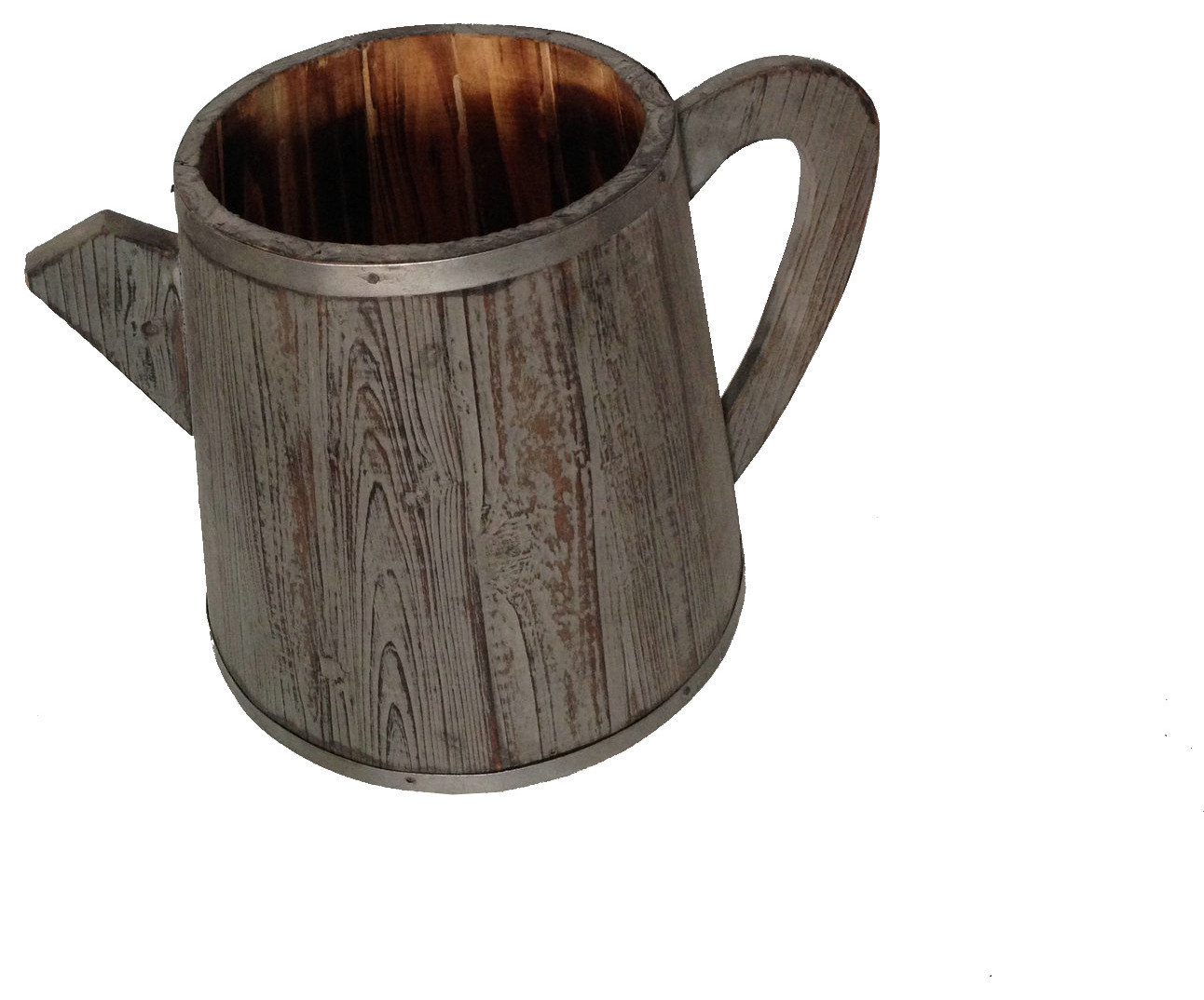 Benzara BM210388 Wooden Deep Round Kettle Shaped Garden Pot, Gray ...