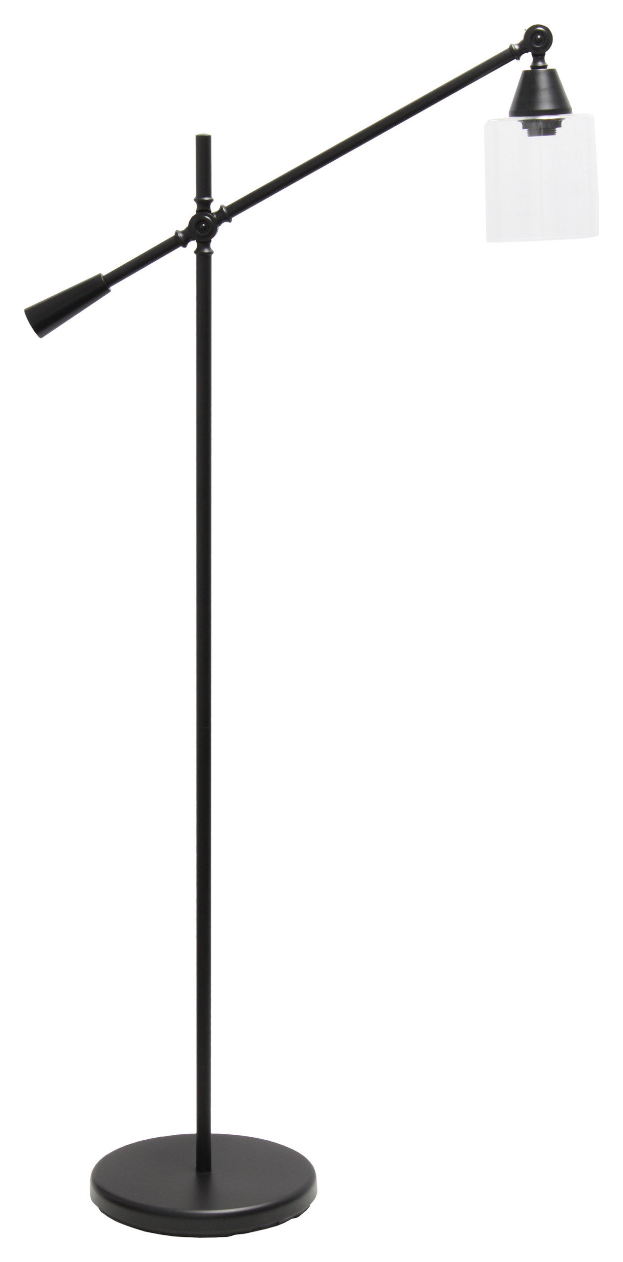 Lalia Home Swing Arm Floor Lamp With Clear Glass Cylindrical Shade ...